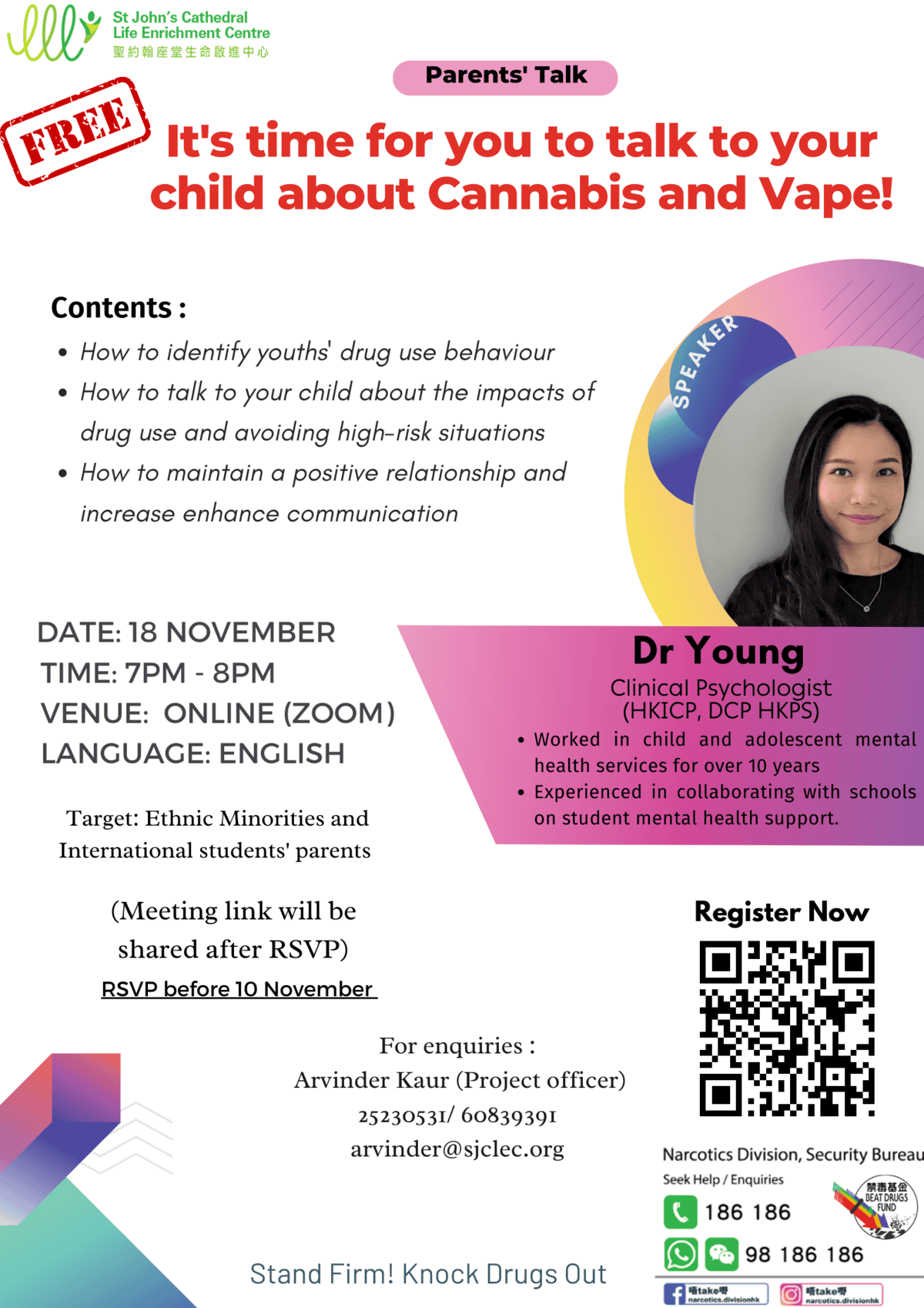 Drug Abuse Prevention Workshops for Parents and Staff