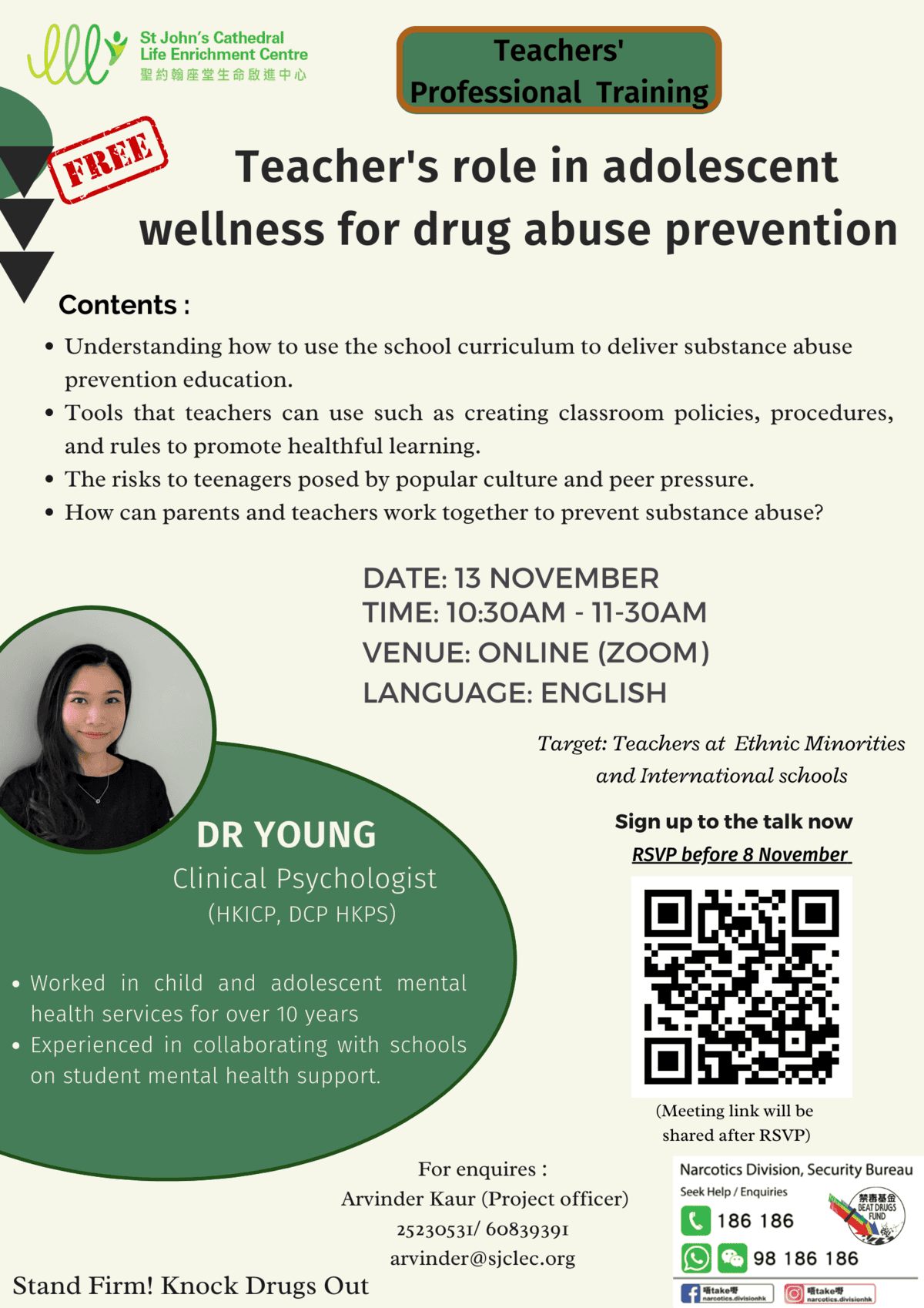 Drug Abuse Prevention Workshops for Parents and Staff