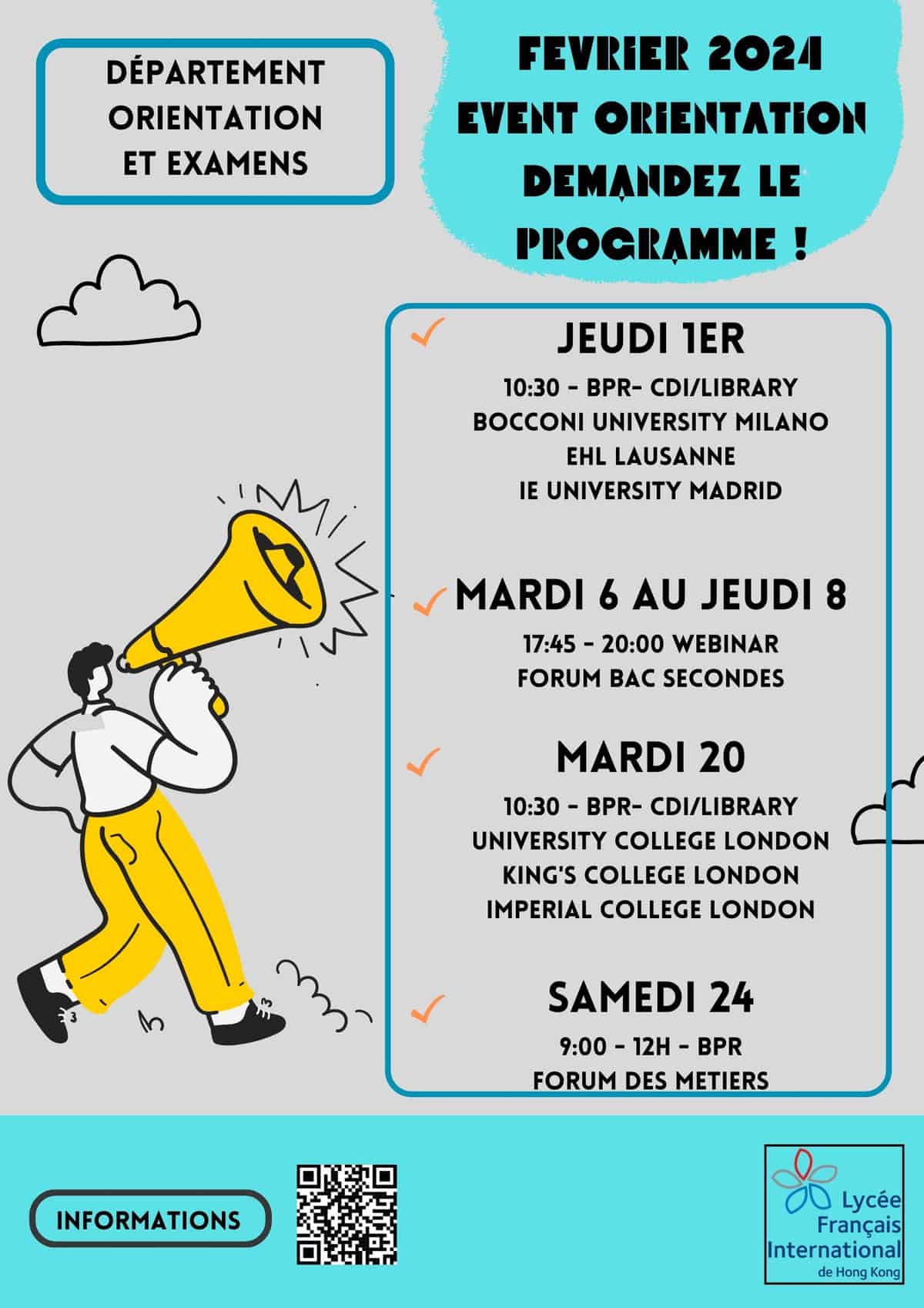 University Guidance and Examinations Dept: February programme